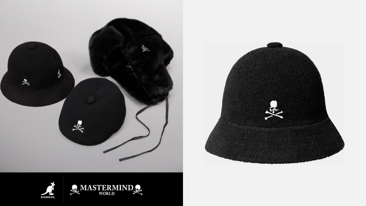 帽控必收！Kangol x Mastermind 暗黑聯名登場，骷髏刺繡注入經典帽型，三款全黑帽一次展開